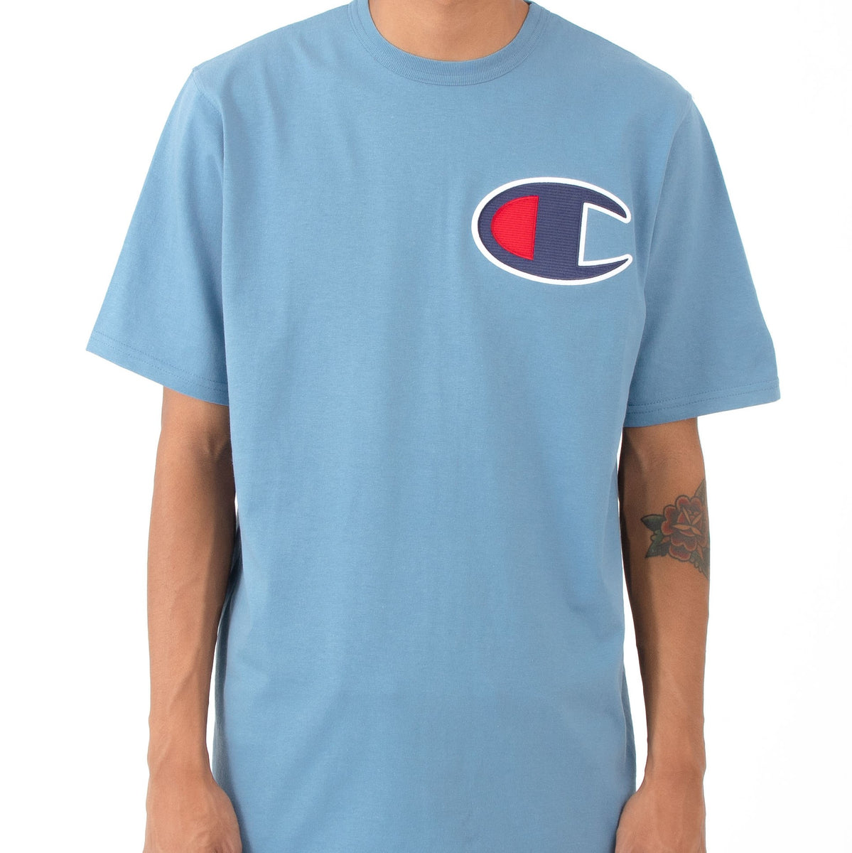 Champion Large Logo Heritage Tee (Blue Mylar) – Trilogy Merch PH